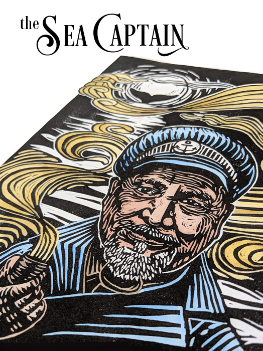Nessy Designs: "The Sea Captain" Linocut Print