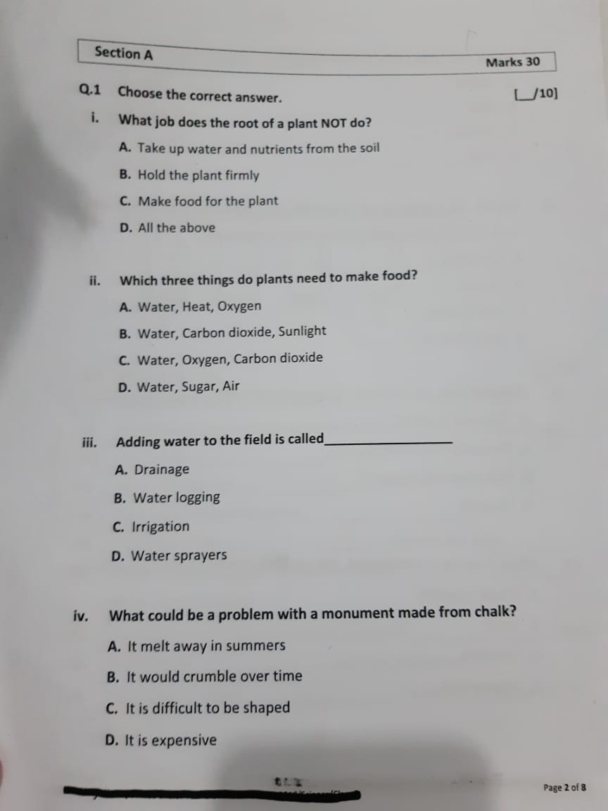 Science Revision Worksheet # 3