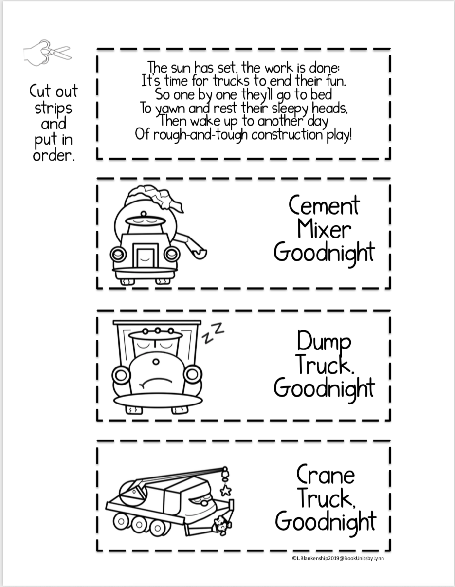 GOODNIGHT, GOODNIGHT, CONSTRUCTION SITE LARGE SEQUENCING CRAFT ~ Book ...
