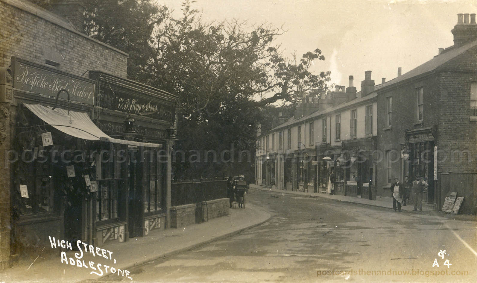 Postcards Then and Now: Addlestone, Surrey, High Street c1908
