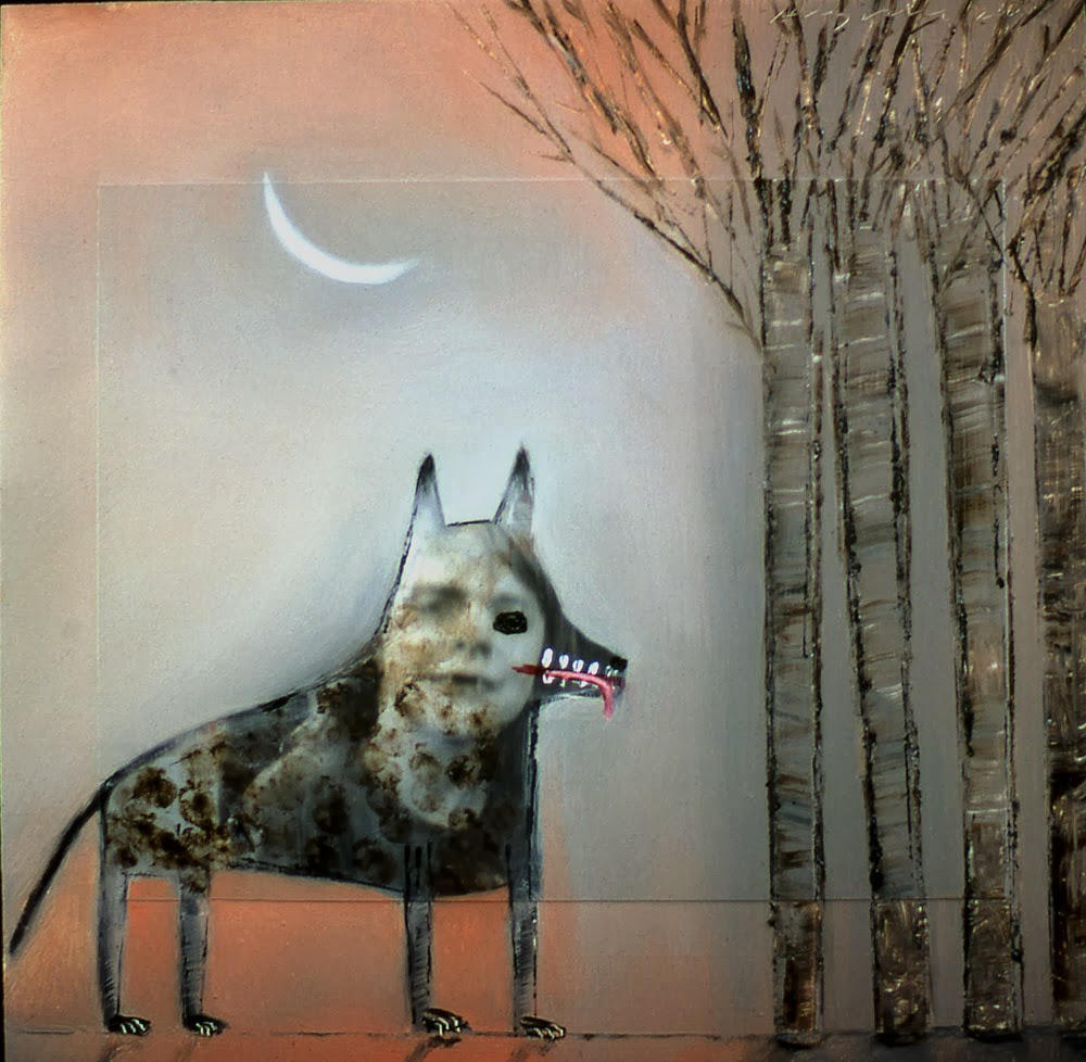 Holly Roberts One Painting at a Time: Small Wolf with Forest 2000