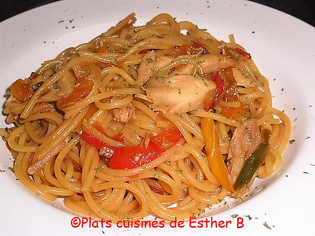Les plats cuisinés de Esther B: Spaghetti au poulet et légumes à la ...