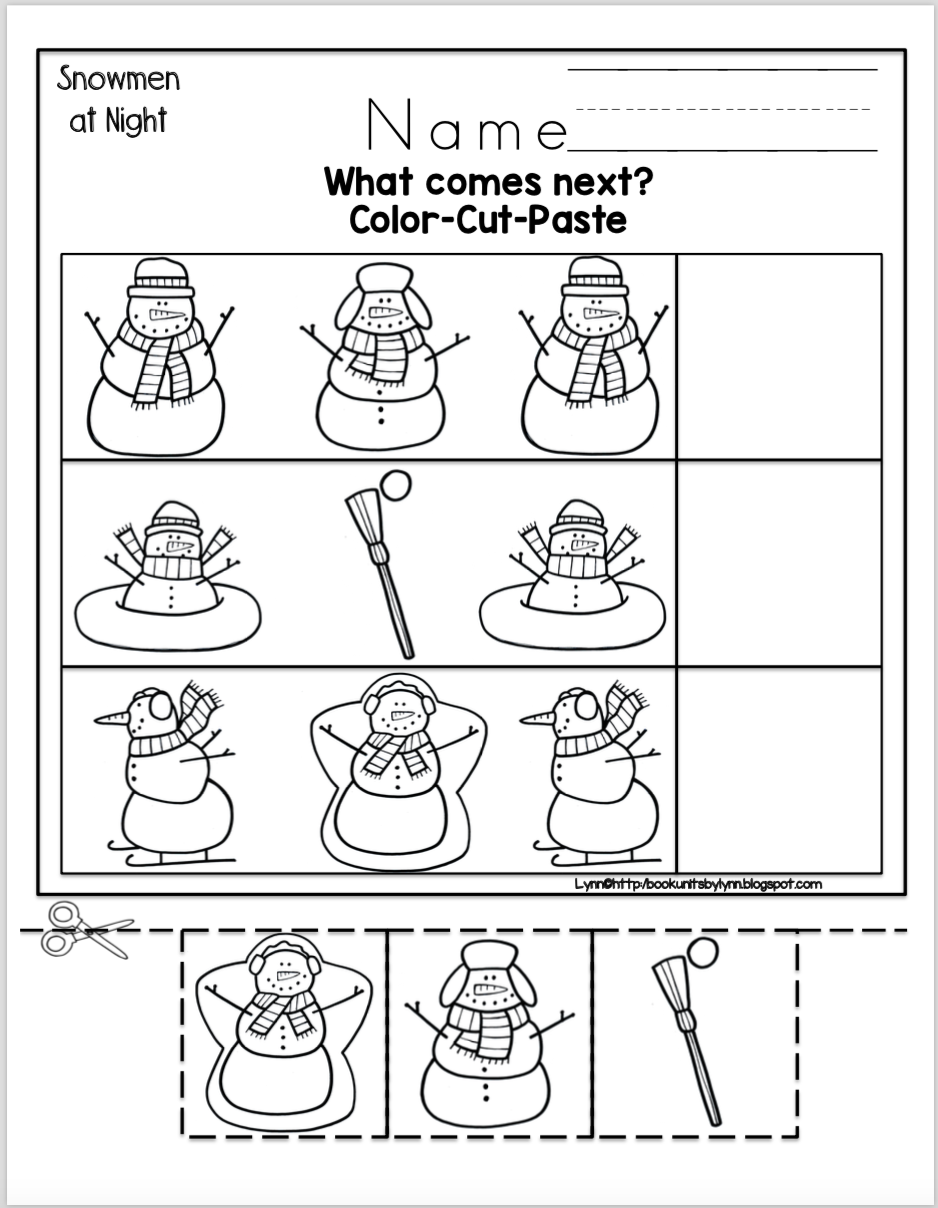 SNOWMEN AT NIGHT TODDLER BOOK UNIT ~ Book Units by Lynn