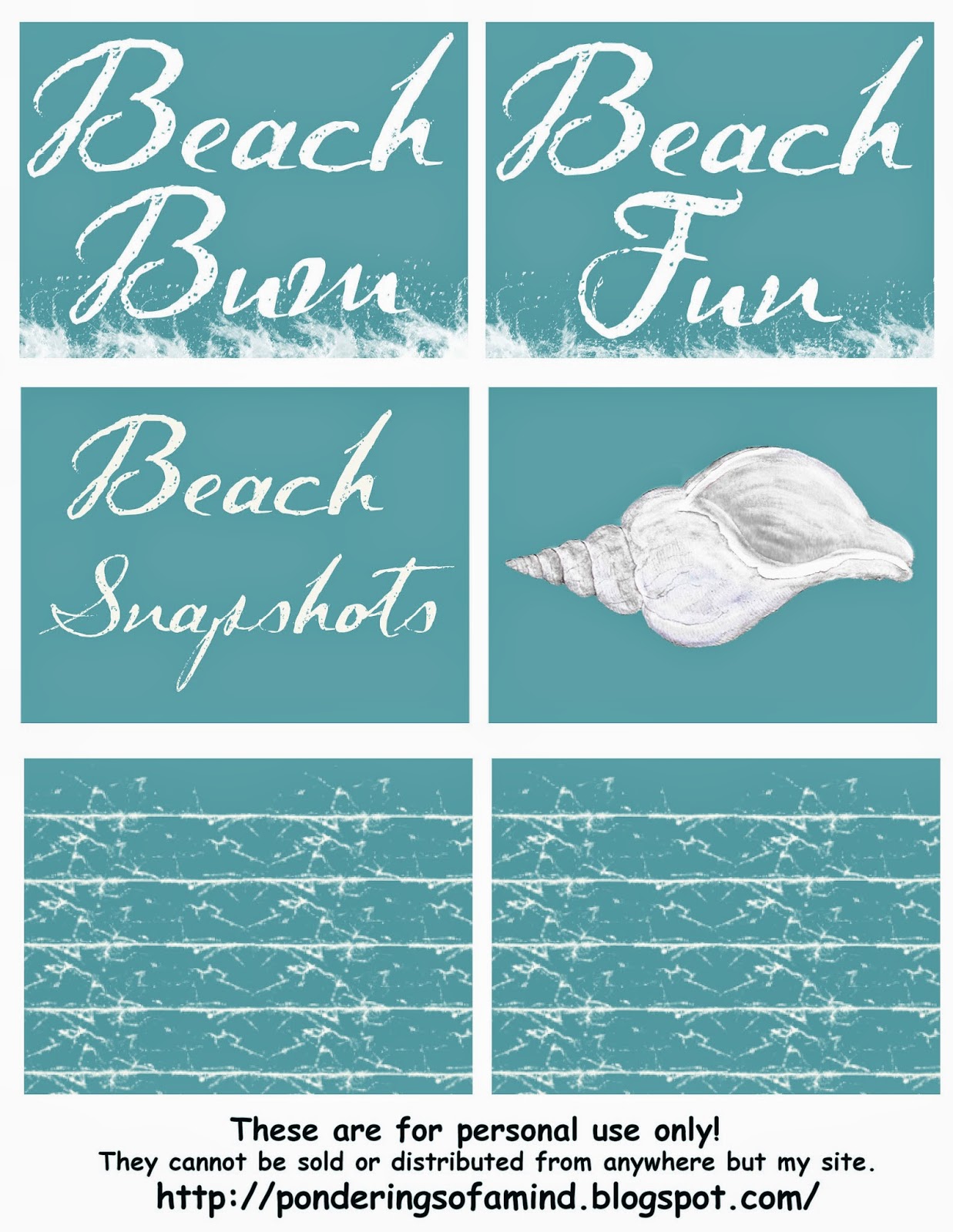 Ponderings of a Mind: Free Journaling/Pocket Scrapbooking Beach Printables