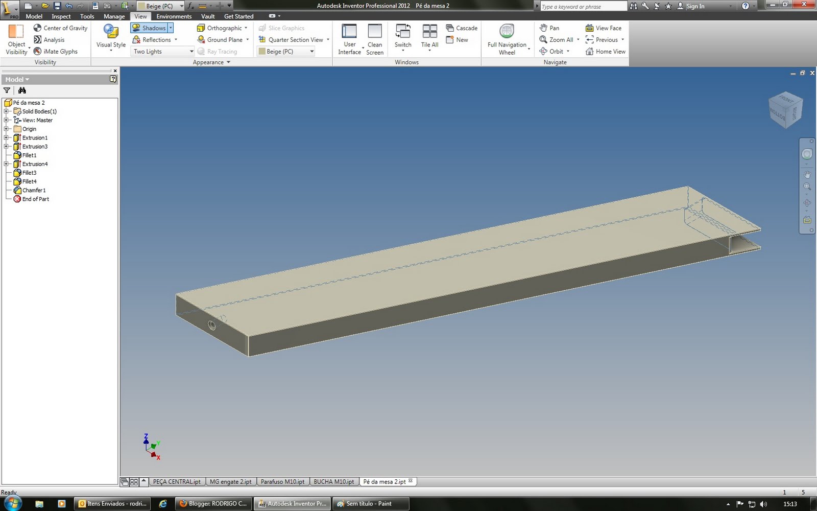 RODRIGO - CAD: Mesa desenha no Inventor e renderizada no 3DS Max
