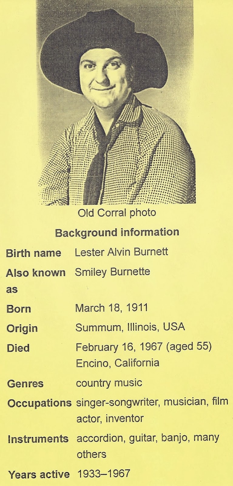 Dennis' Daily Report: SMILEY BURNETT IN MAQUOKETA