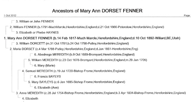 Alonzo Ida Family: Mary Ann Dorset Fenner Life History