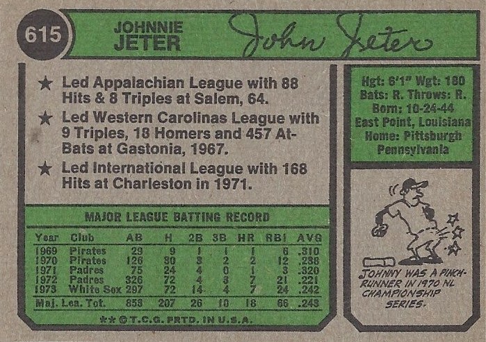 1974 Topps - Pennant Fever: #615 - Johnny Jeter