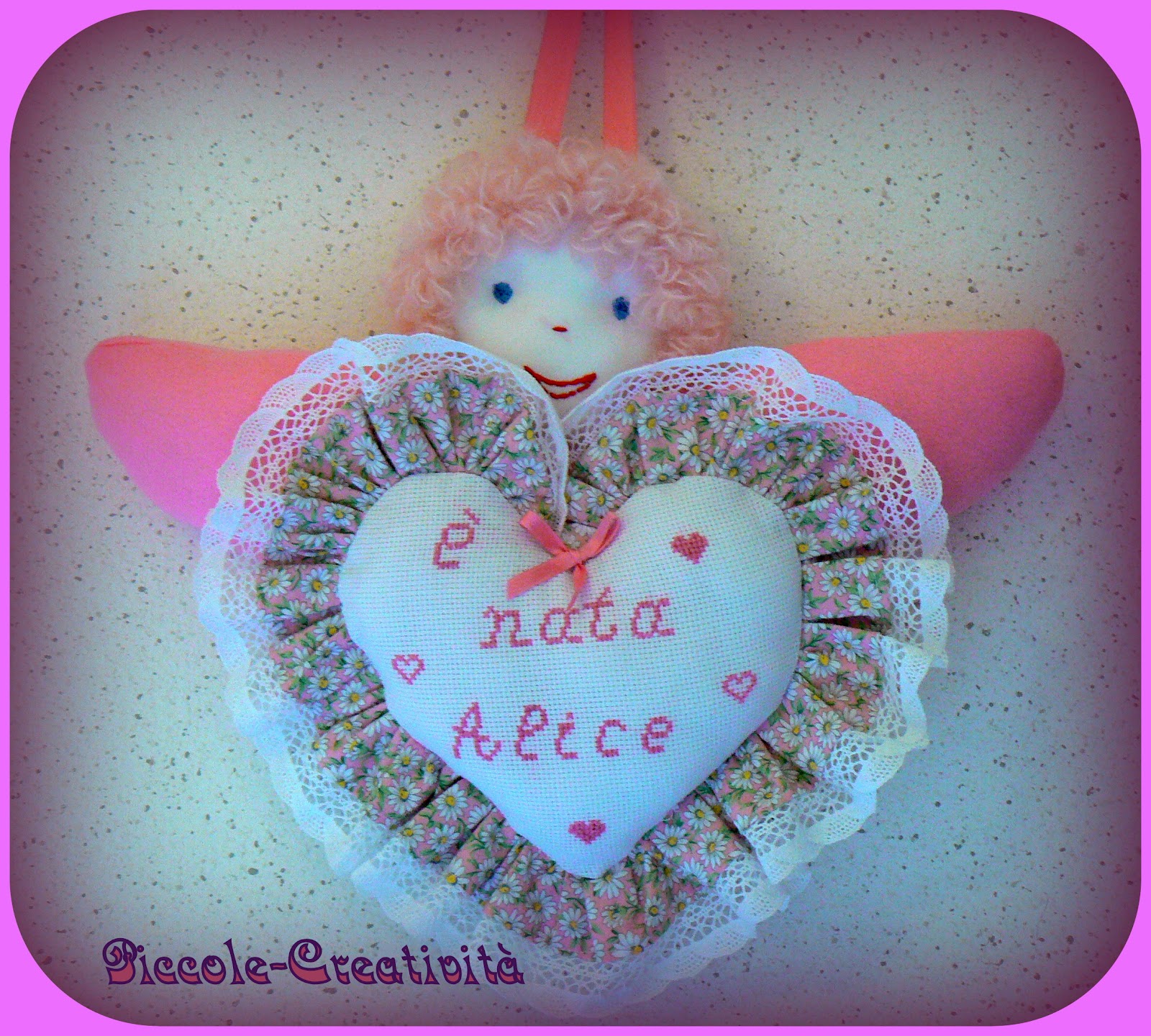 PICCOLECREATIVITA': Angelo cuore in rosa