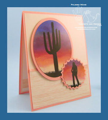 Handmade Southwestern Sunrise Card in Peach & Colorful Jet Trails ...