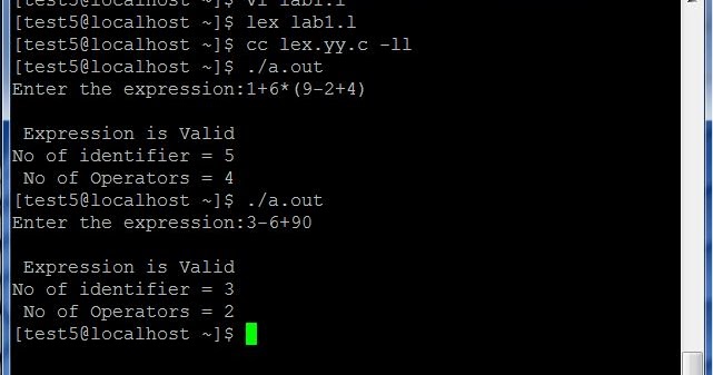VTU CSE LABS: SS 1.A - LEX - RECOGNIZE VALID ARITHMETIC EXPRESSION