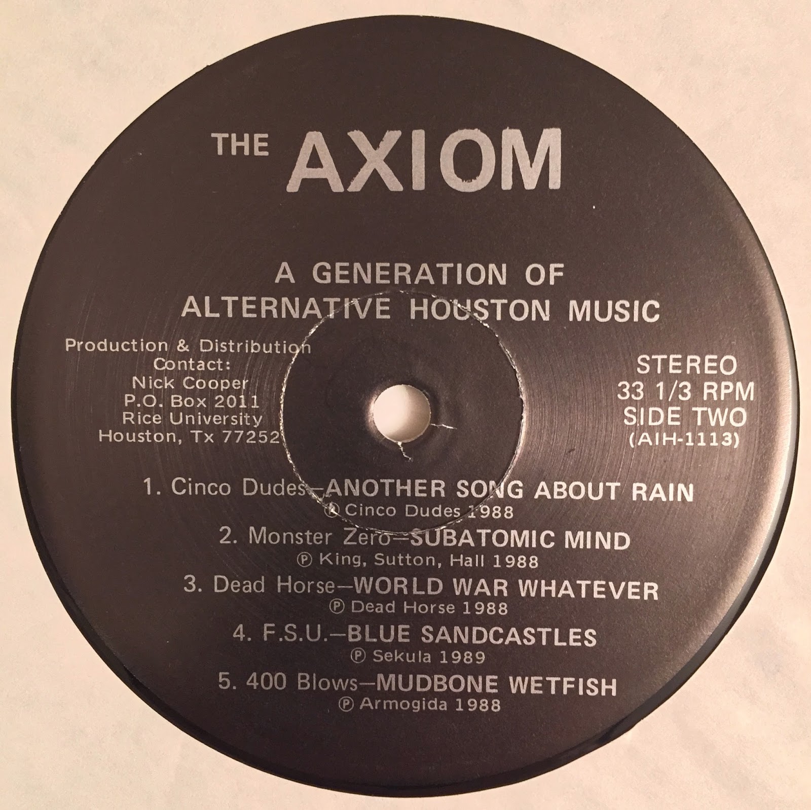 Texas Punk Treasure Chest: Various - "Axiom Compilation" LP