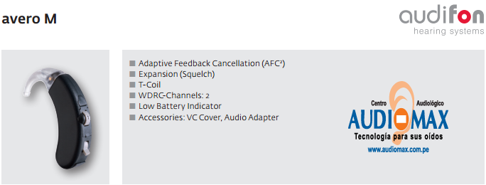 Audiomax: Audifonos Medicados Lima. Audiomax Modelo Avero