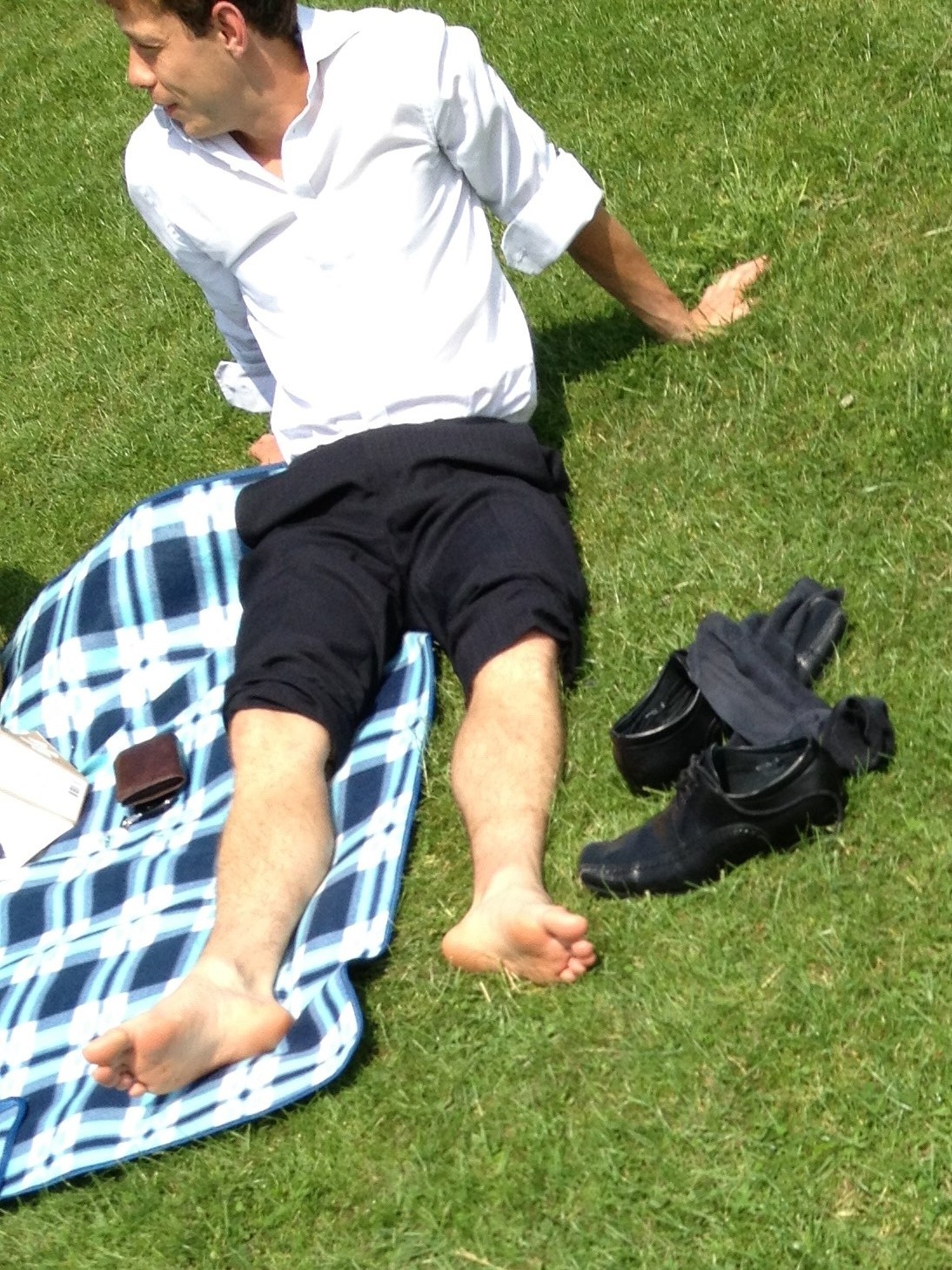 Candid Guys Feet Relaxing In The Sunshine