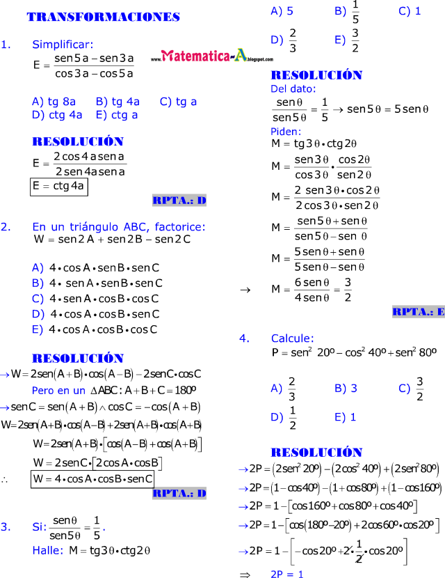 TRANSFORMACIONES EJERCICIOS DESARROLLADOS IMPRIMIR GRATIS ~ MATEMATICAS ...