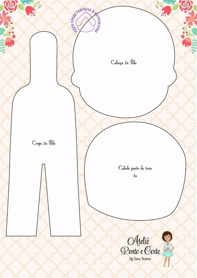 Princesa Ariel cute Molde de feltro - Feltro e moldes para artesanato