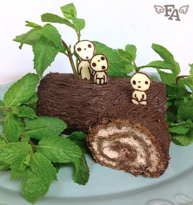Fiction-Food Café: Kodama Log Cake for "Princess Mononoke" & "Wolf Girl"