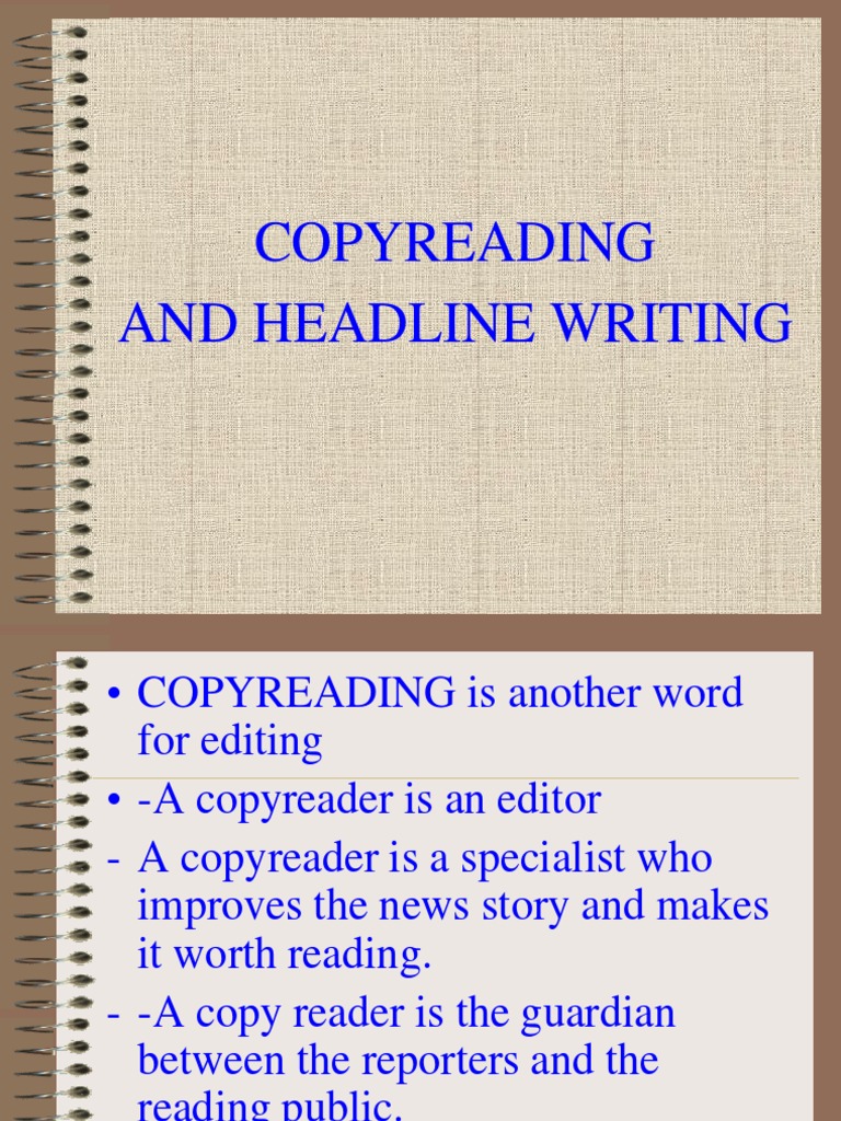 copyreading and headline writing - philippin news collections