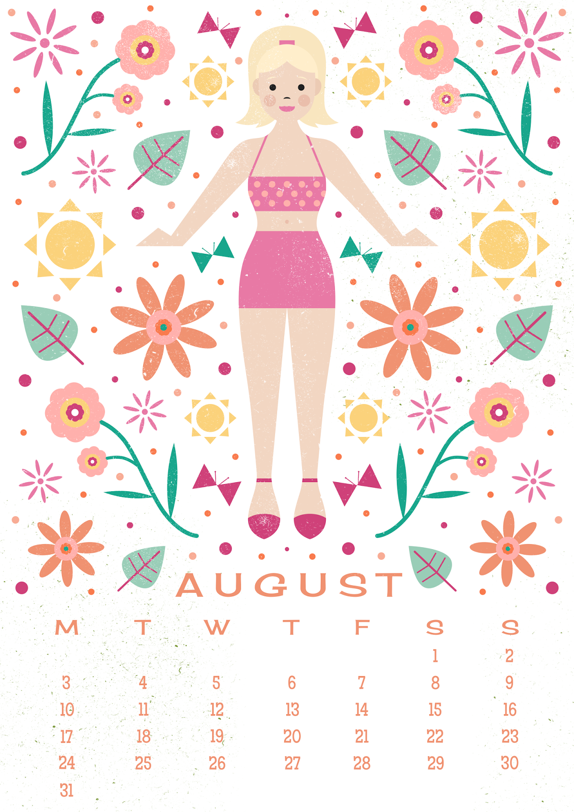 Carly Watts Art & Illustration: Free Printable: August Calendar