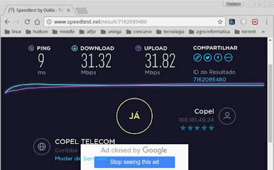 Prof. Hudson Souza: Velocidade da internet via Terminal com Speedtest-cli