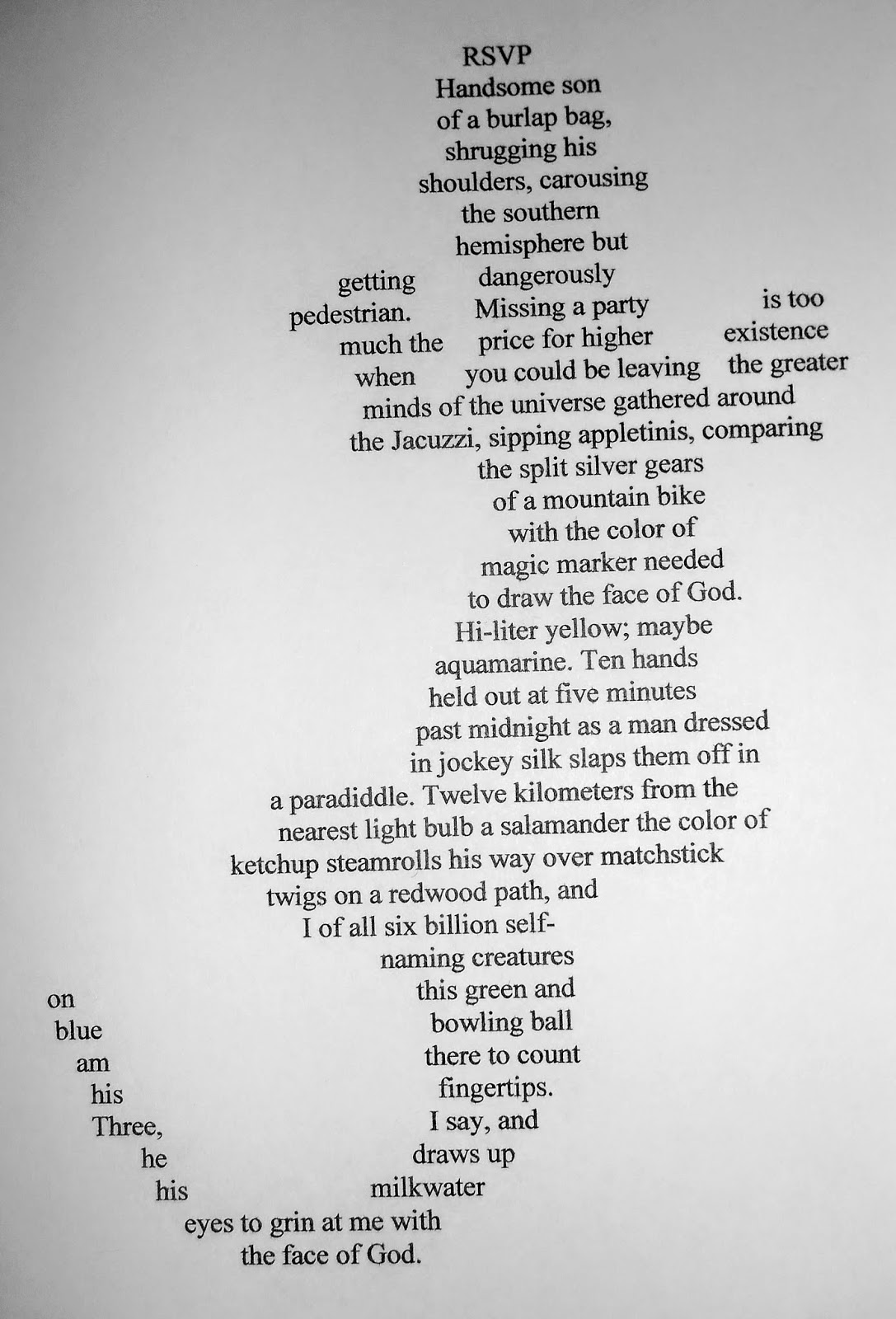 Writerville: Shape Poem: RSVP