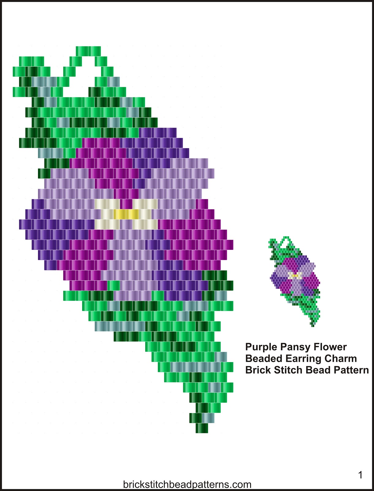 Brick Stitch Bead Patterns Journal: Purple Pansy Flower Brick Stitch ...