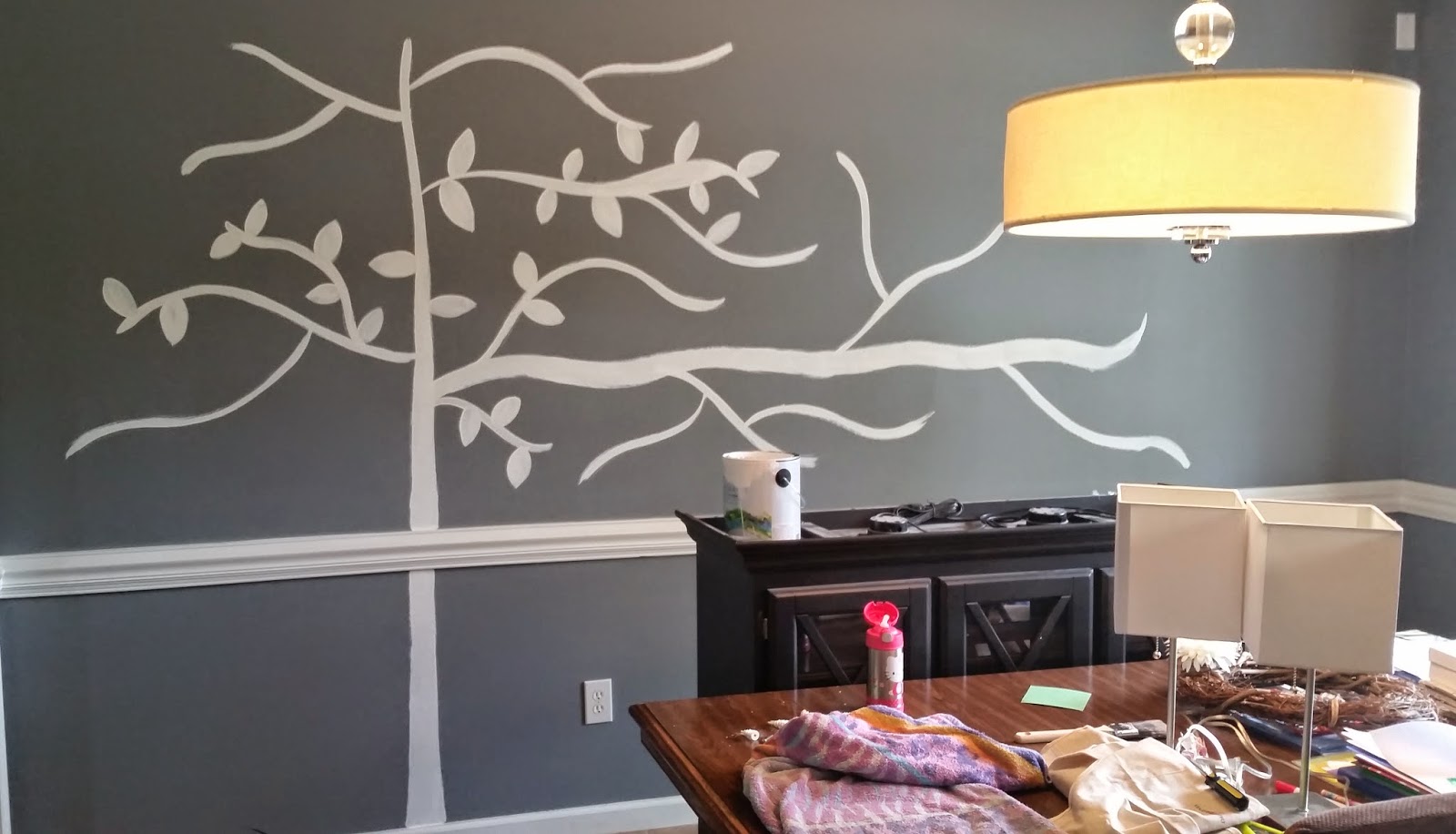 Happily Me : Dining Room Makeover: Hand-painted Trees