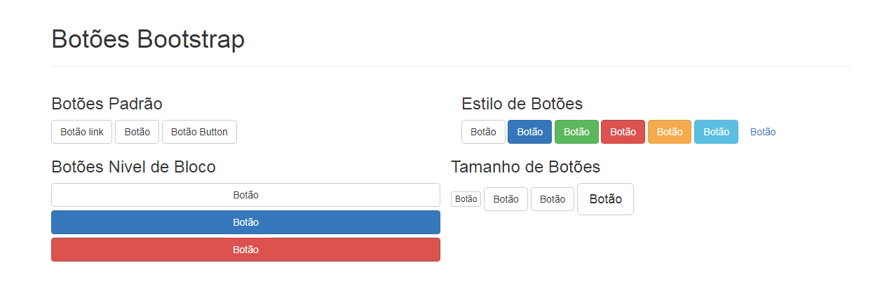Botões Bootstrap Exemplos