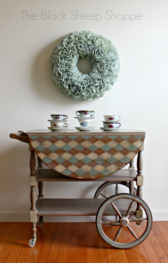 Vintage Tea Cart Painted with a Fun Pattern
