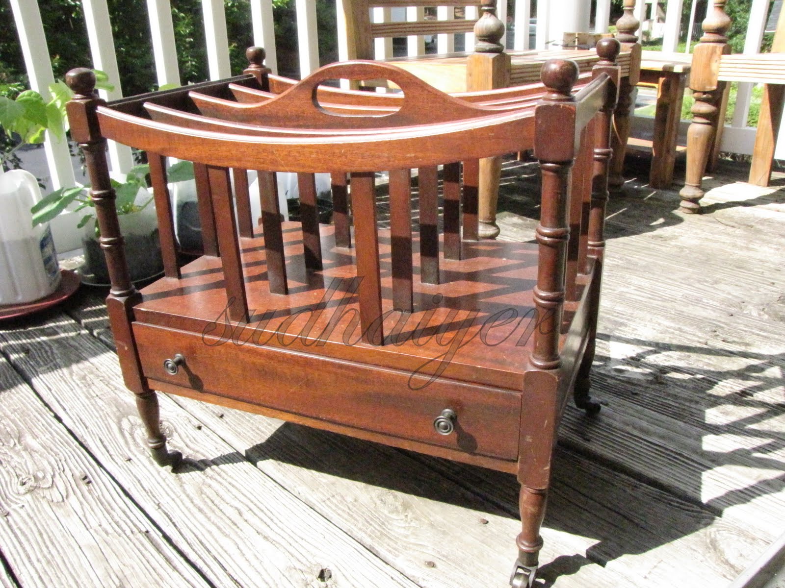 The Design Enthusiast: Amazing Antiques ~ Canterbury Mahogany Magazine Rack