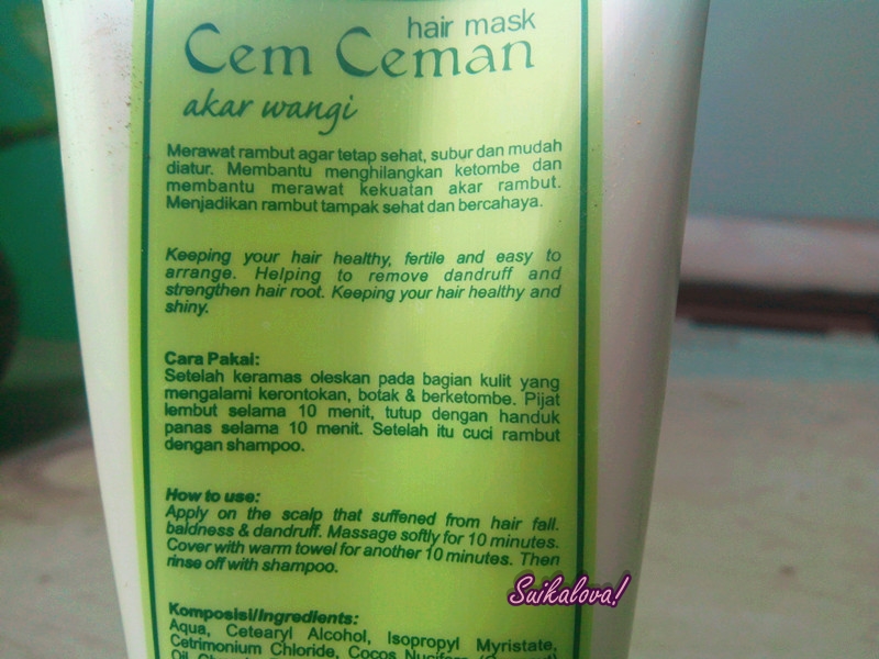 Review Hair mask Cem ceman Akar Wangi Mustika Ratu