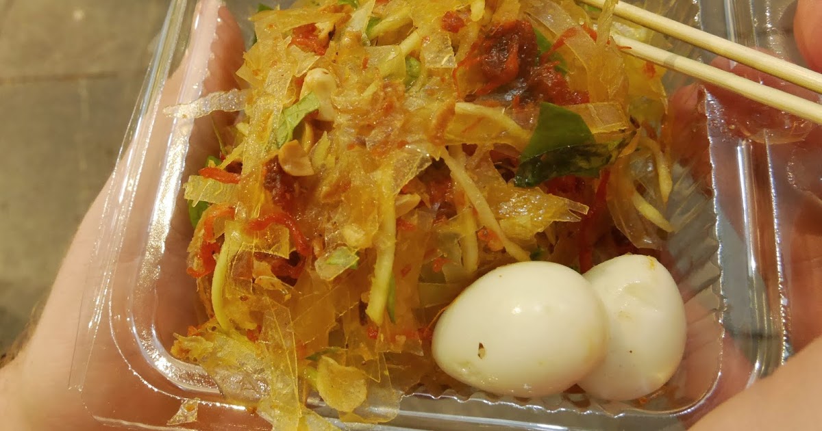 Bánh tráng trộn or VIetnamese mixed rice paper, a famous Hanoi street food