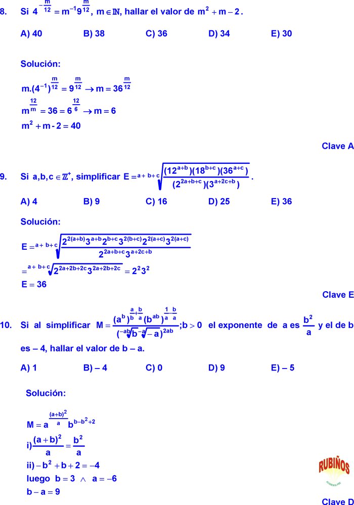 TEORÍA Y LEYES DE EXPONENTES EJERCICIOS Y PROBLEMAS RESUELTOS
