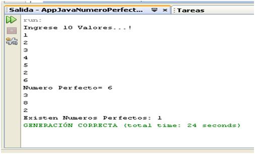 Estructura de datos: Numero perfecto en Java