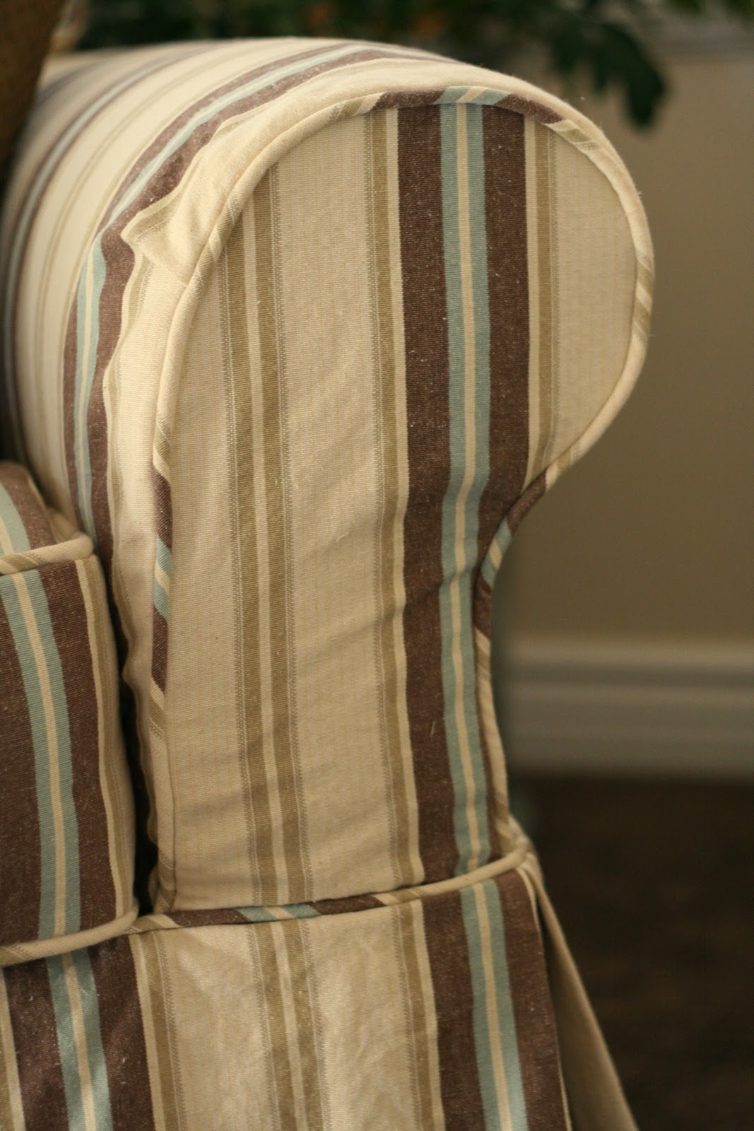 Custom Slipcovers by Shelley: Striped Oversized Chair