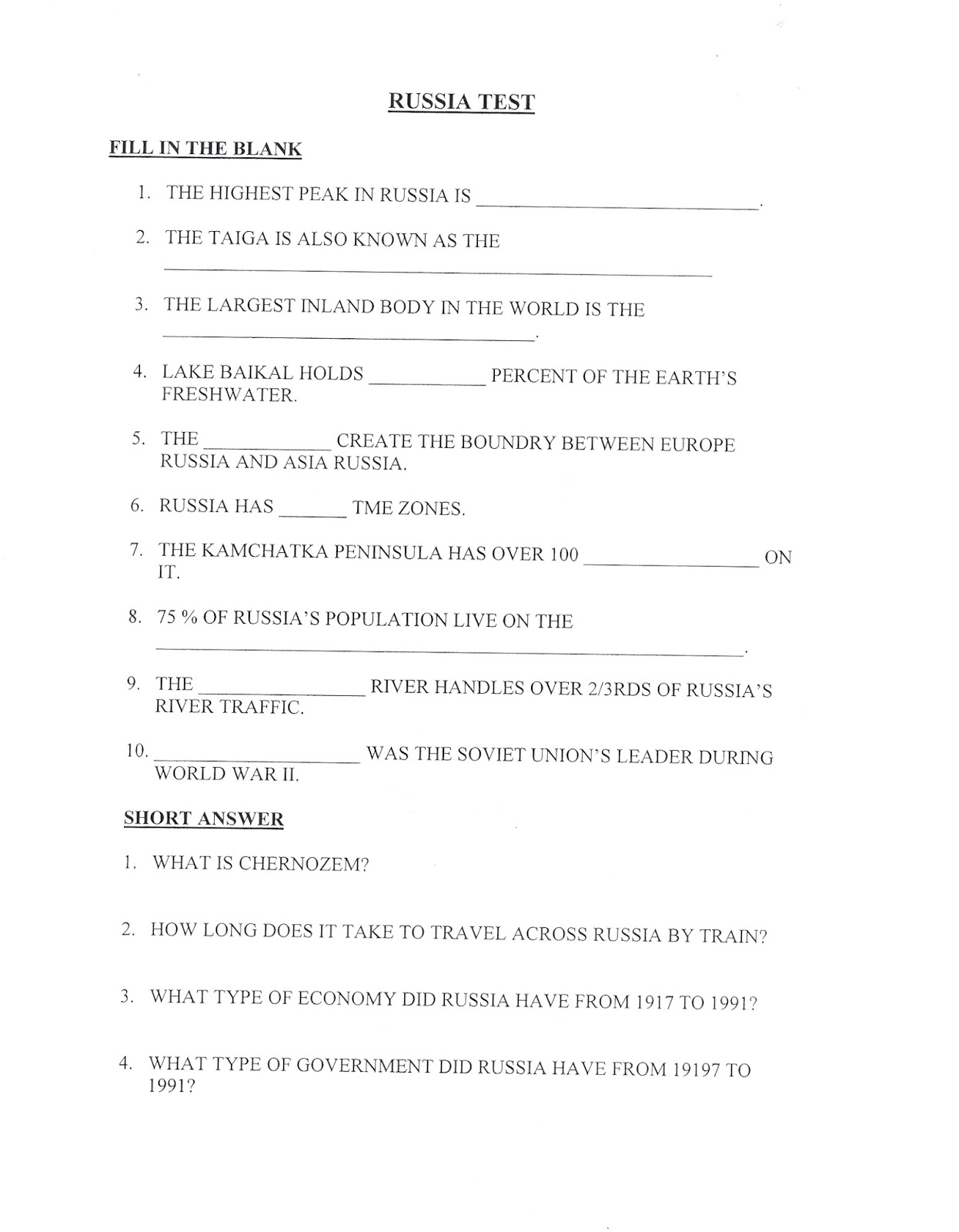 Mr. E's World Geography Page: World Geography - Chapter 16 - Russia Today