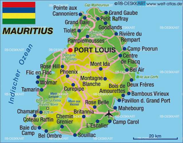 MAURITIUS - GEOGRAPHICAL MAPS OF MAURITIUS