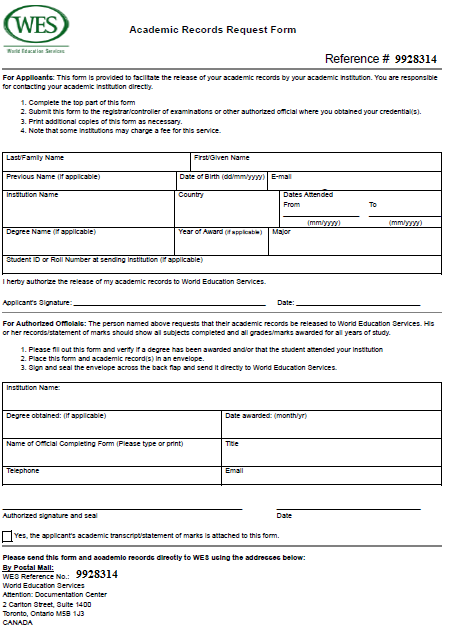 Almatareed.Canada : World Education Services (WES) Evaluation