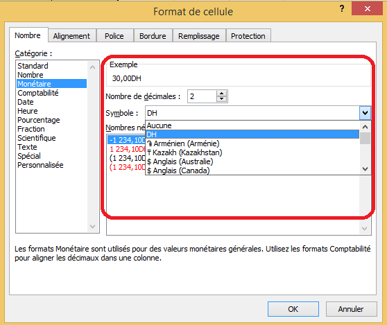 Goo Excel: Format de cellule