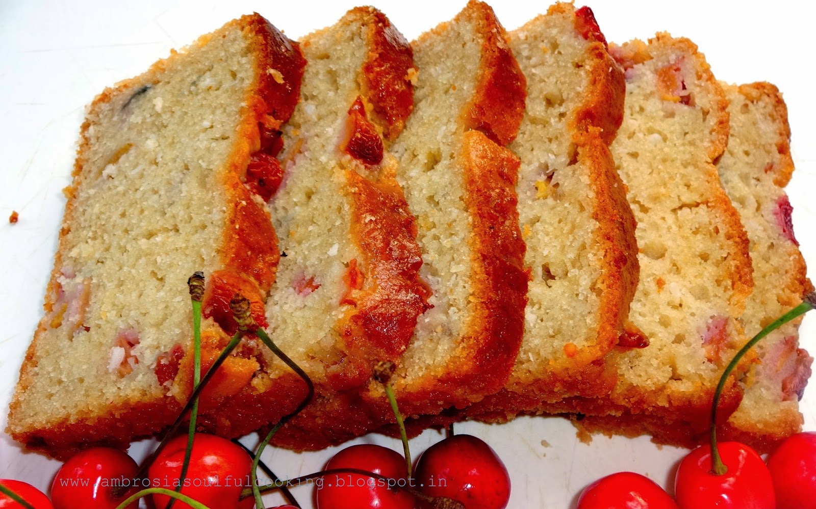 Ambrosia: Egg less Cherry Coconut Bread (Whole Wheat and Butter Free ...