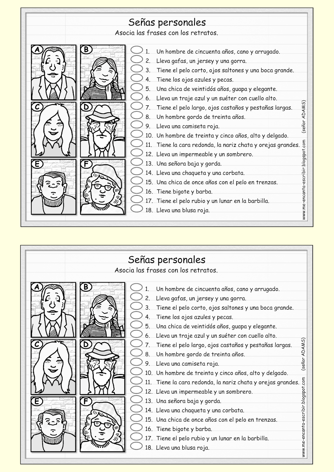 Me encanta escribir en español: Ejercicio: Descripción de retratos.