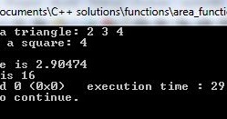 Education for ALL: C++ program to find area of a triangle and a square using function overloading