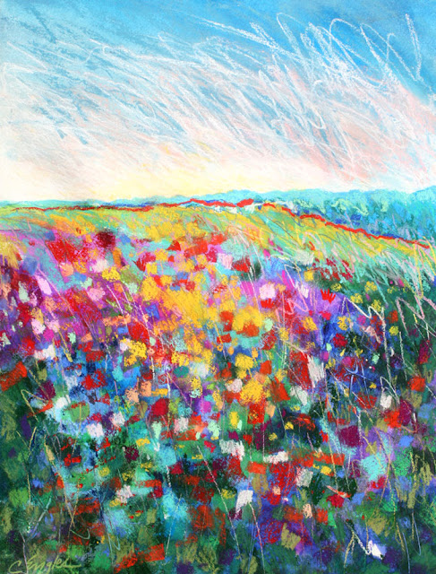 Carol Engles Art: Bright Flower Field, Two, abstract painting by Carol ...
