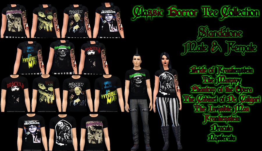 Brutal.de.Sims 4: Classic Horror Tee's