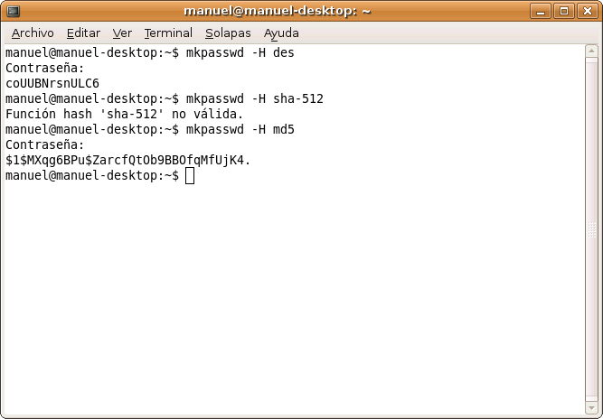 Seguridad Informática: Ejercicio: Contraseñas encriptadas en Ubuntu.
