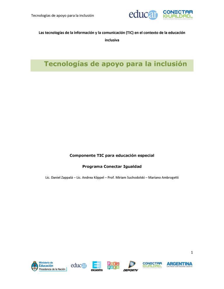 Tecnologías de apoyo para la inclusión – Daniel Zappalá | FreeLibros