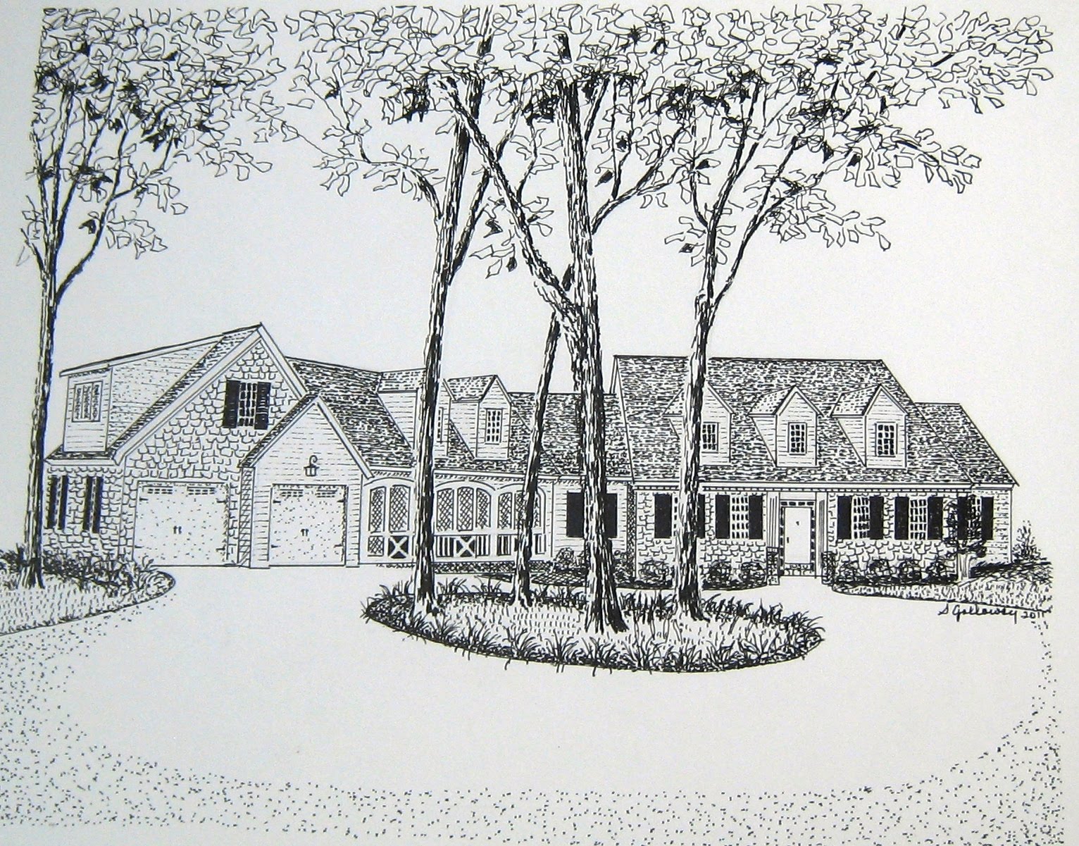 Birch Briar Studios: Galloway House - Pen and Ink Drawing