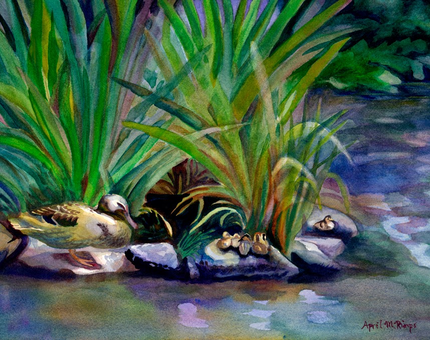 April M. Rimpo: Keeping Watch, 14" X 18" watercolor