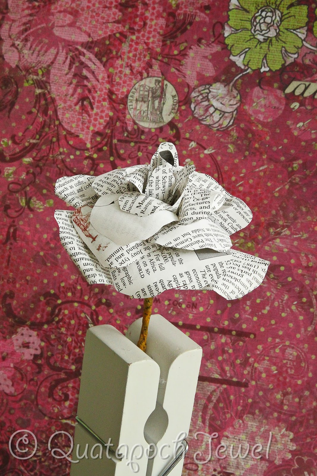 Threads and Pencils: Paper Roses, repurposed book pages