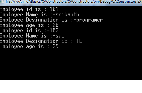 In the above example if we want to create an object to empoyee3 class like